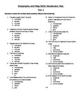 Geography Map Skills Test Tiered By WritingWorker TPT
