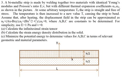 Solved A Bi Metallic Strip Is Made By Welding Together Two Materials With Identical Youngs