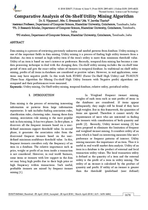 Pdf Comparative Analysis Of On Shelf Utility Mining Algorithm