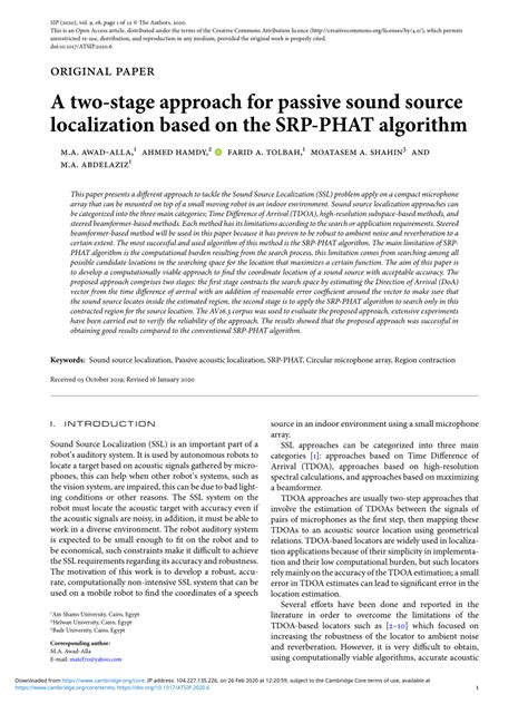 PDF A Two Stage Approach For Passive Sound Source Localization Based