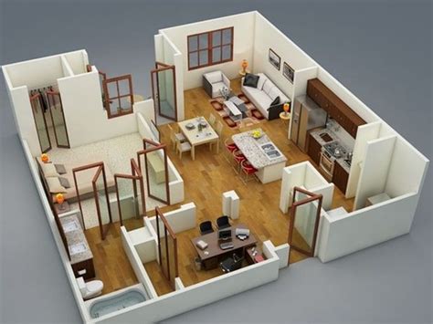 The Floor Plan Of A Two Bedroom Apartment With An Attached Kitchen And