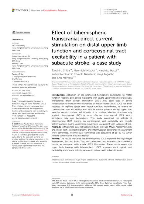 Pdf Effect Of Bihemispheric Transcranial Direct Current Stimulation On Distal Upper Limb