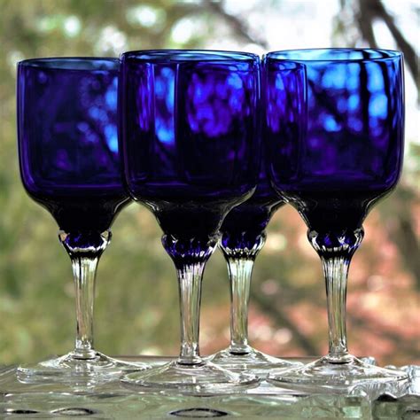 Cobalt Blue Stemware Etsy