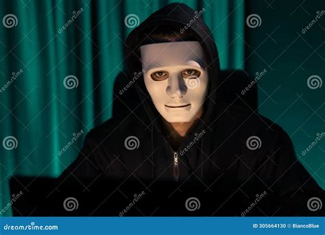 White Criminal Anonymous Mask Installing Coding Password Encryption