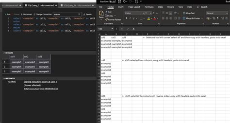 Copy And Paste Columns From Results Grid To Excel Not Behaving As