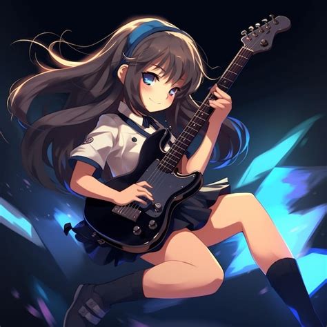 Premium Ai Image Woman Anime Character Lady Playing Guitar