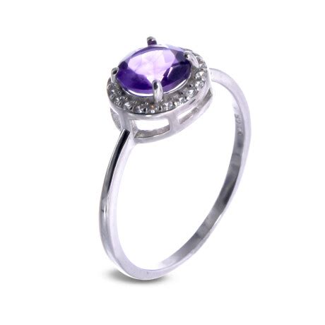 Anillo De Plata 925 Rodinada Con Amatista Y Circonias Veroca Joyas