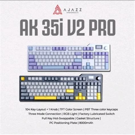 Jual Ajazz AK35i V2 PRO Full Size Mechanical Keyboard 3 Mode RGB W TFT