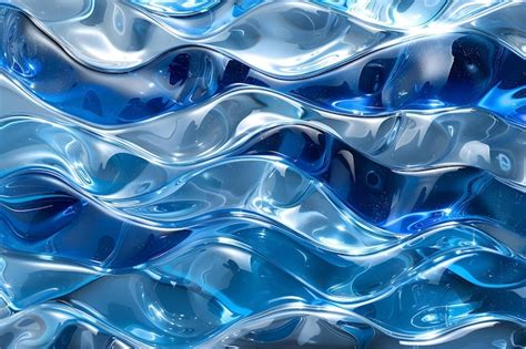 Blue Abstract 3d Rendering Of A Wavy Surface With A Glassy Sheen Premium Ai Generated Image