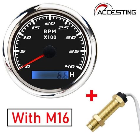 85MM RPM Tachometer Tachometer Sensor With Hour Meter Red Backlight Universal Tacho Meter For