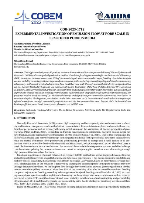 Pdf Experimental Investigation Of Emulsion Flow At Pore Scale In Fractured Porous Media