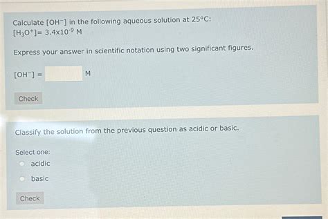 Solved Calculate OH In The Following Aqueous Solution At Chegg Com