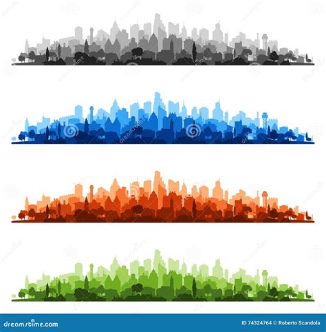 Colorful Vector Cityscapes Stock Vector Illustration Of District