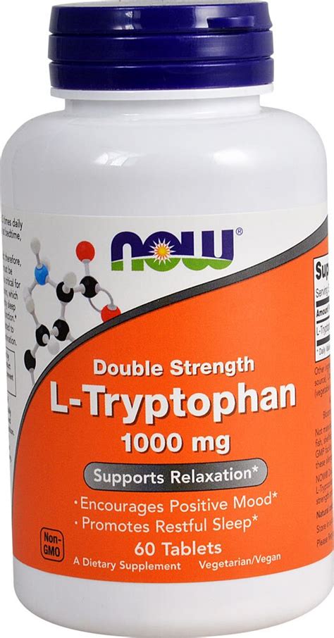 NOW L-Tryptophan -- 1000 mg - 60 Tablets - Vitacost