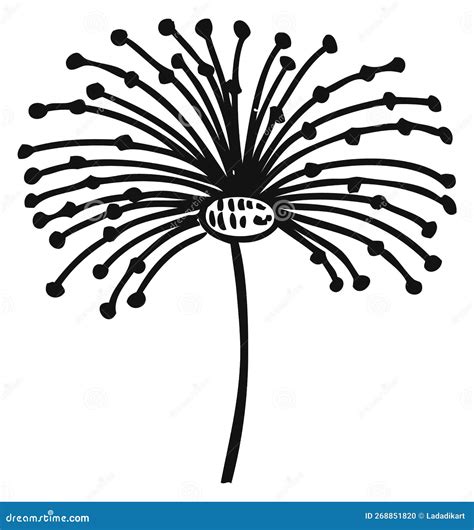 Icono De Dandelion Blossom Flor Negra En Estilo De Dibujo Vintage