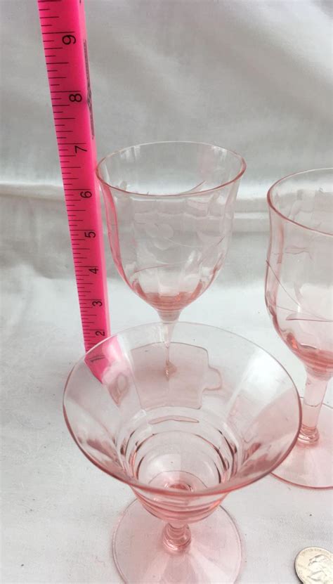 Sold Price 5 Vintage Pink Depression Glass Stemware November 4 0118