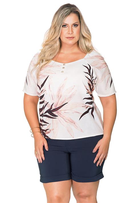 Blusa Plus Size Mix De Tecidos Vk Moda