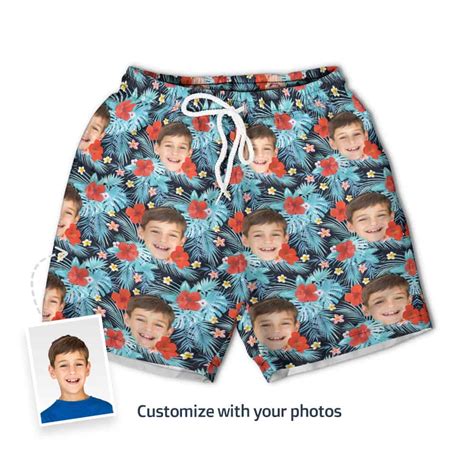 Swim Trunks For Boys Custom Hawaiian Patterns With Your Face