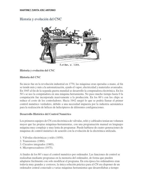 Historia Y Evolución Del Cnc 74 Pdf Control Numerico Herramienta