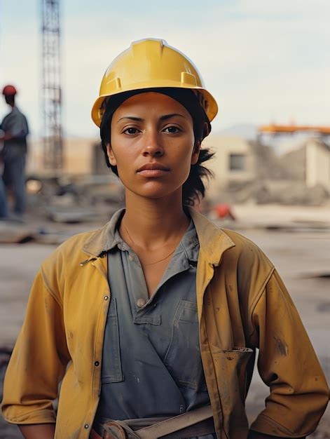 Premium Ai Image Construction Woman Worker Labor Time Portrait On