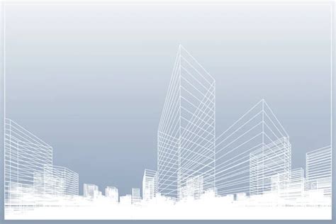 Abstract Wireframe City Background Perspective Render Building Wireframe Vector Illustration