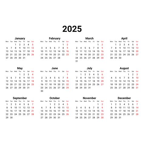 2025년 심플한 탁상달력 벡터 2025년 간이 달력 2025년 달력 2025년 Png 일러스트 및 벡터 에 대한 무료