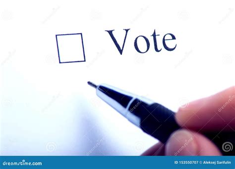 Vote Checkbox With A Cross On White Paper With Pen Checklist Concept Stock Image Image Of