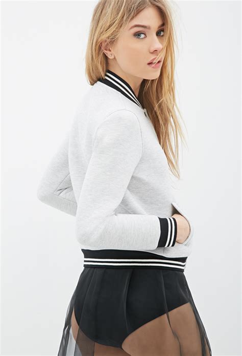 Forever 21 Scuba Knit Bomber Jacket 32 Forever 21 Lookastic