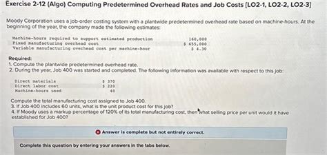 solved exercise 2 12 algo computing predetermined overhead