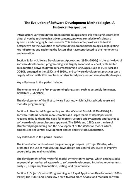 The Evolution Of Software Development Methodologies A Historical Perspective The Evolution Of