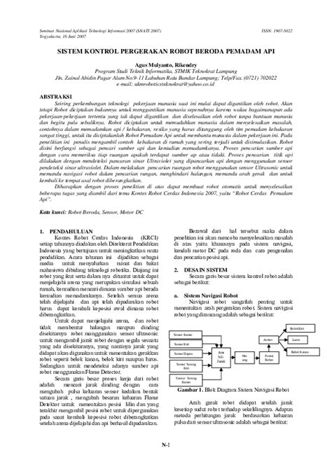 Pdf Sistem Kontrol Pergerakan Robot Beroda Pemadam Api