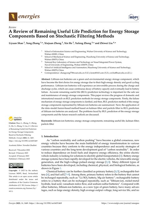 Pdf A Review Of Remaining Useful Life Prediction For Energy Storage