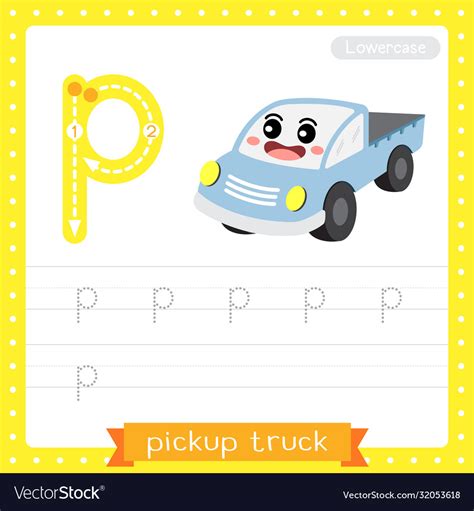Letter P Lowercase Tracing Practice Worksheet Of Vector Image