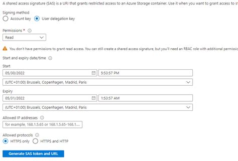 Create User Delegation Key From Azure Portal Stack Overflow