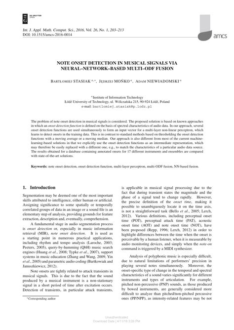 Pdf Note Onset Detection In Musical Signals Via Neural Network Based Multi Odf Fusion