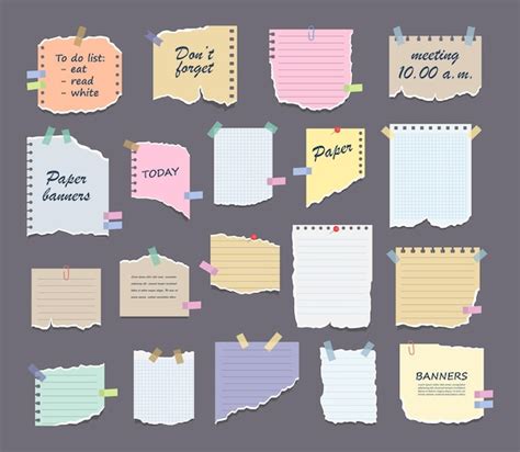 Conjunto De Notas De Papel En Pegatinas Vector Premium