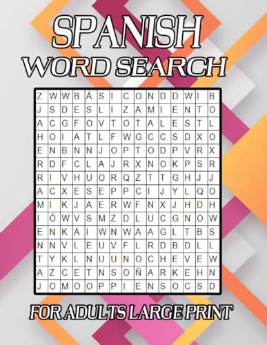 Spanish Word Search For Adults Large Print Spanish Word Search Puzzle Book Extra Large Print