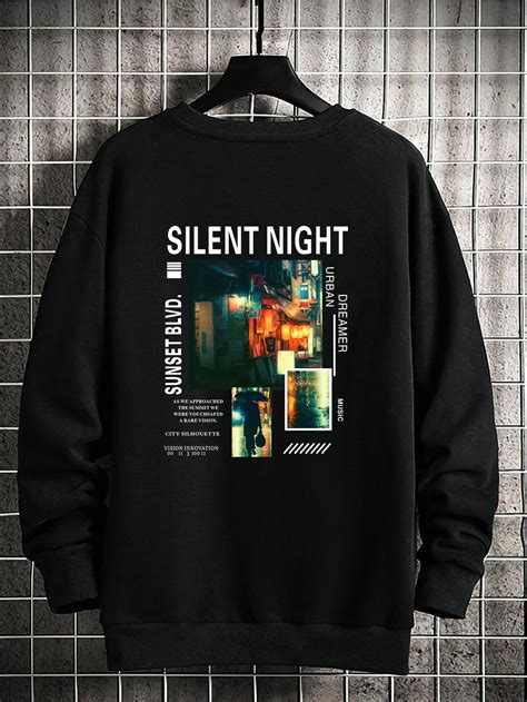 Shein Men Slogan And Figure Graphic Sweatshirt Minimal Shirt Design