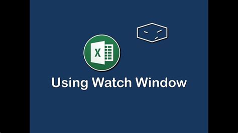 Ms Office Excel Using Watch Window Youtube