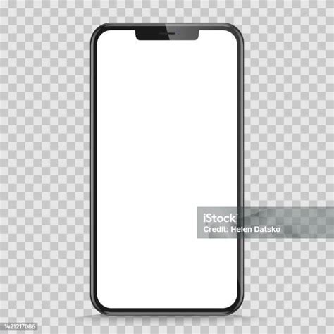 현실적인 스마트 폰 모형 투명한 배경에 고립 된 빈 화면이있는 휴대 전화 벡터 재고 로열티 무료 벡터 일러스트레이션 증권 시세 표시기 0명에 대한 스톡 벡터 아트 및 기타