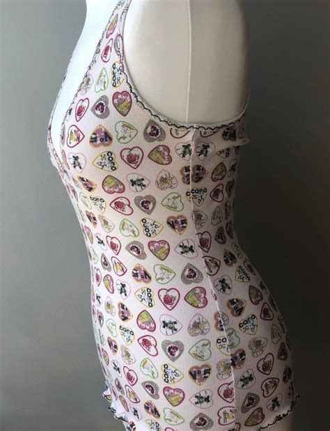 CHANEL Heart Print Coco T Shirt Sleeveless Chelsea Vintage Couture