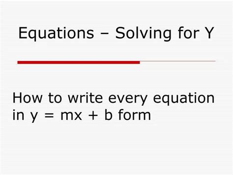PPT Equations Solving For Y PowerPoint Presentation Free Download ID