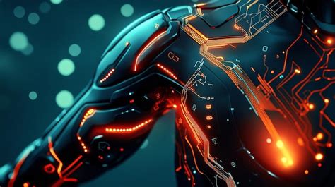 A Detailed Image Of A Cyborg Human Highlighting The Digital Circuitry
