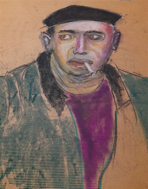 Proantic Claude Aliotti 1925 1989 Pastel Et Fusain Homme Au Béret