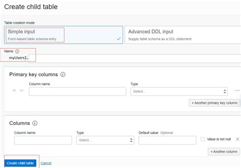 Using Console To Create Tables In Oracle Nosql Database Cloud Service