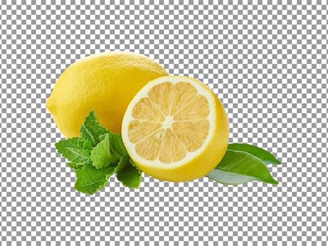 Citron Avec Demi tranche Coupée Isolé Sur Fond Transparent PSD Premium