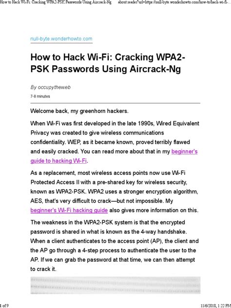 How To Hack Wi Fi Cracking Wpa2 Psk Passwords Using Aircrack Ng Pdf