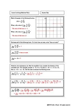 Limits Involving Absolute Value By Grab A Pencil TPT