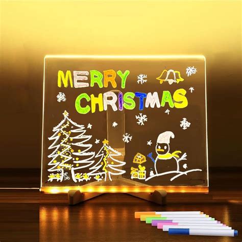 Amazon.com : LED Note Board with Colors, Glowing Acrylic Message Marker Board, Illuminating Dry ...