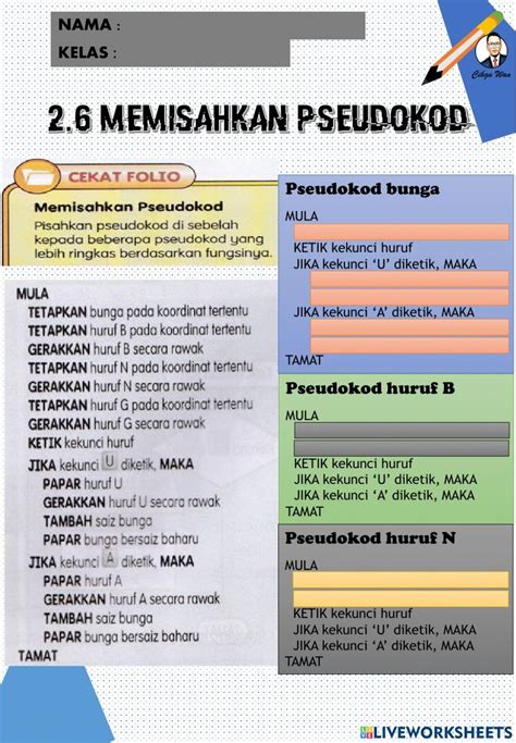 Latihan Memisahkan Pseudokod Worksheet Live Worksheets